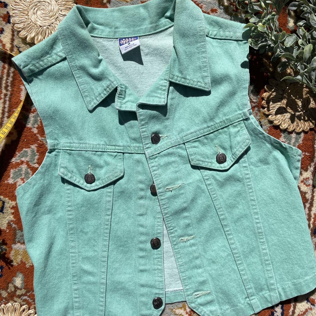 Cutest light blue / light teal denim vest perfect... - Depop