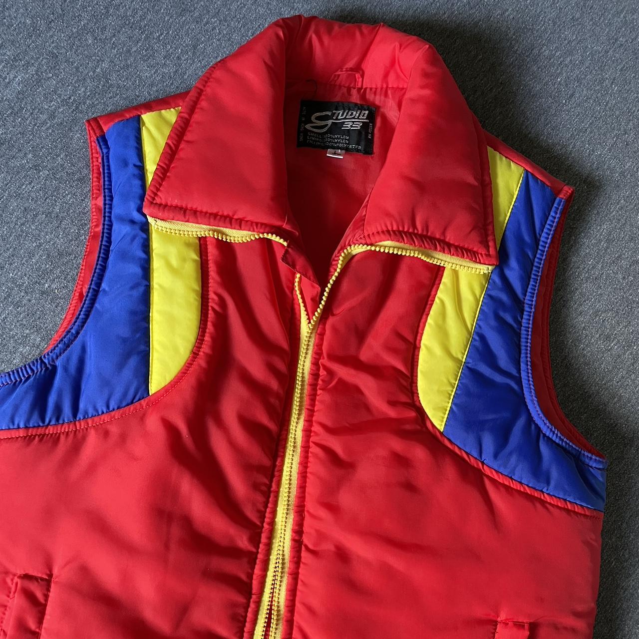 Men's Red and Yellow Gilet | Depop