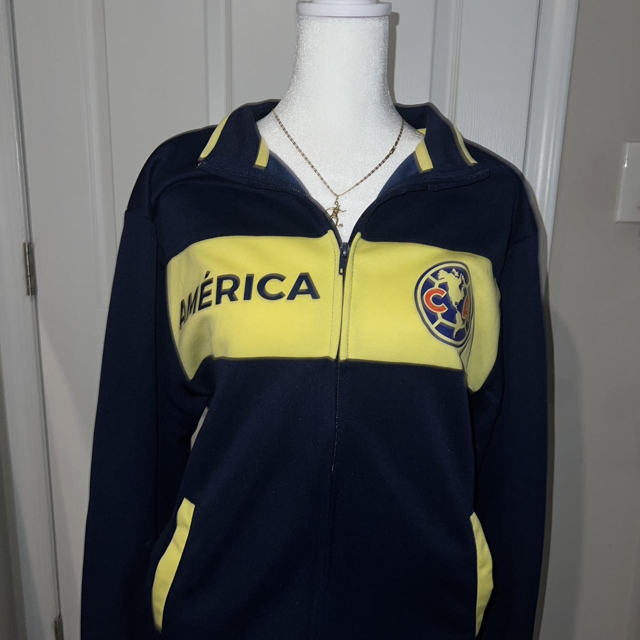 Navy and yellow Club America track jacket... | Depop