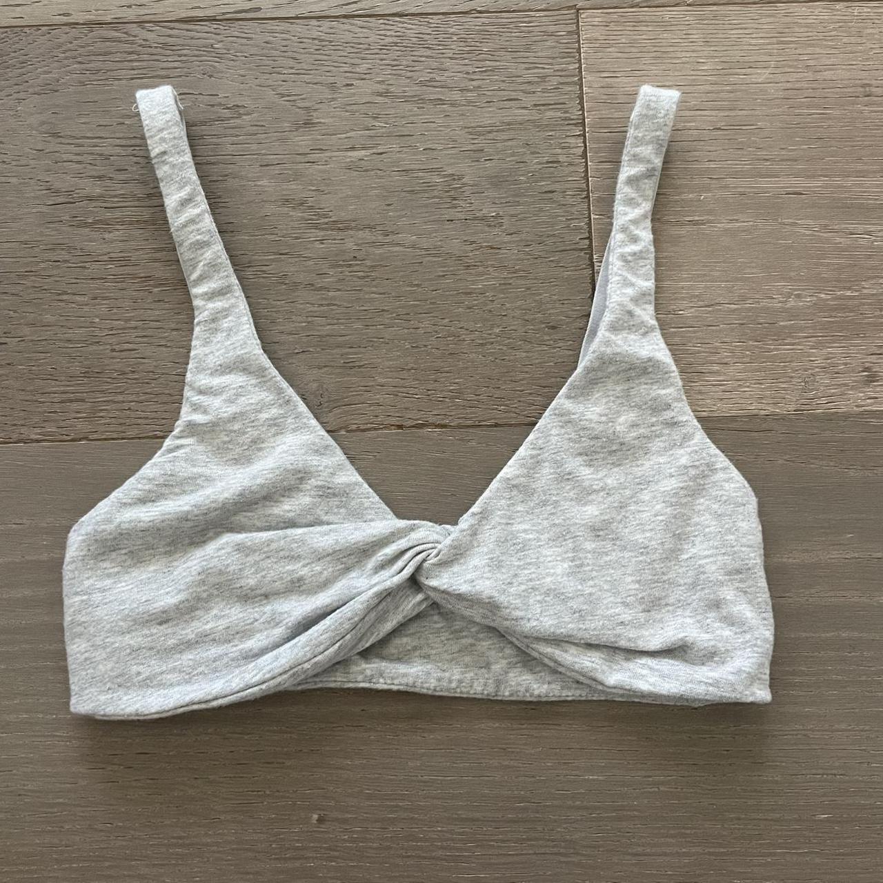 skims bralette. cute knot detail in the middle. grey... - Depop