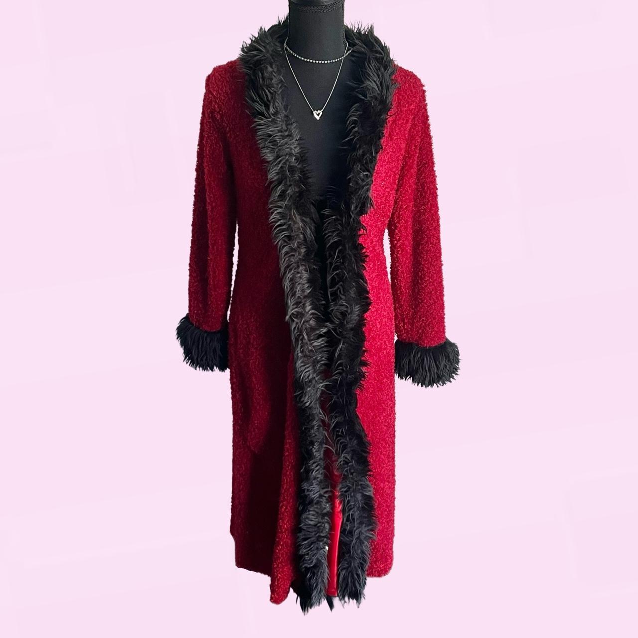 90s goth grunge fur trim duster cardigan... - Depop