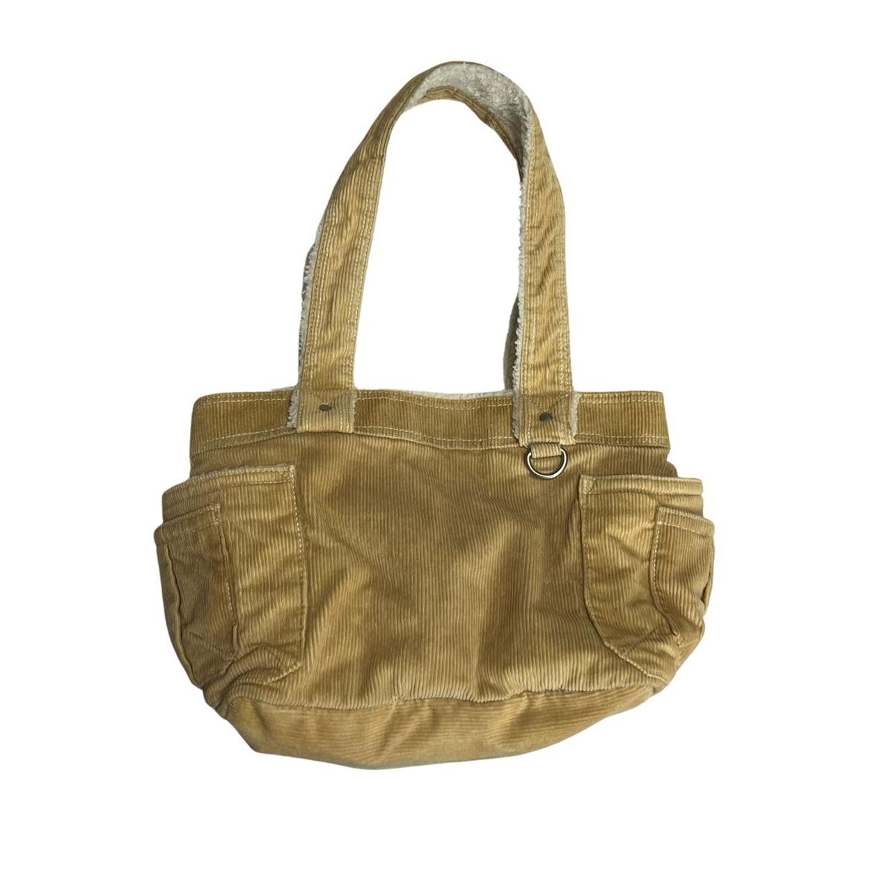 y2k tote bag The cutest tan corduroy Sherpa lined... - Depop