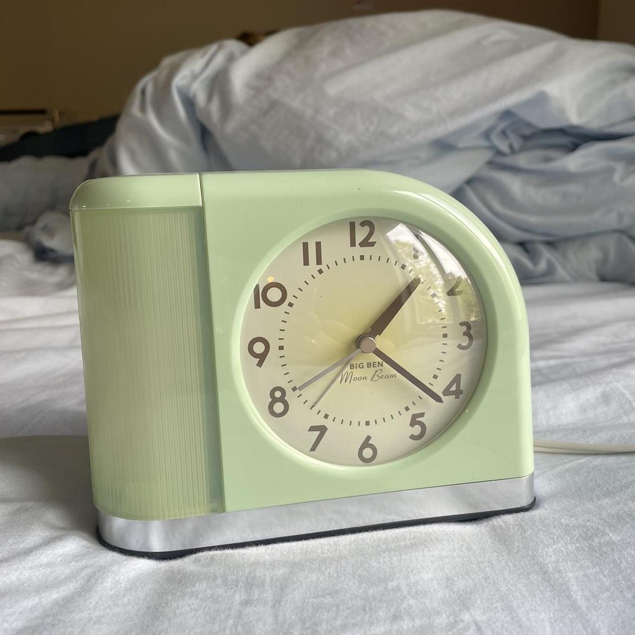 Vintage green alarm clock mid century modern... - Depop