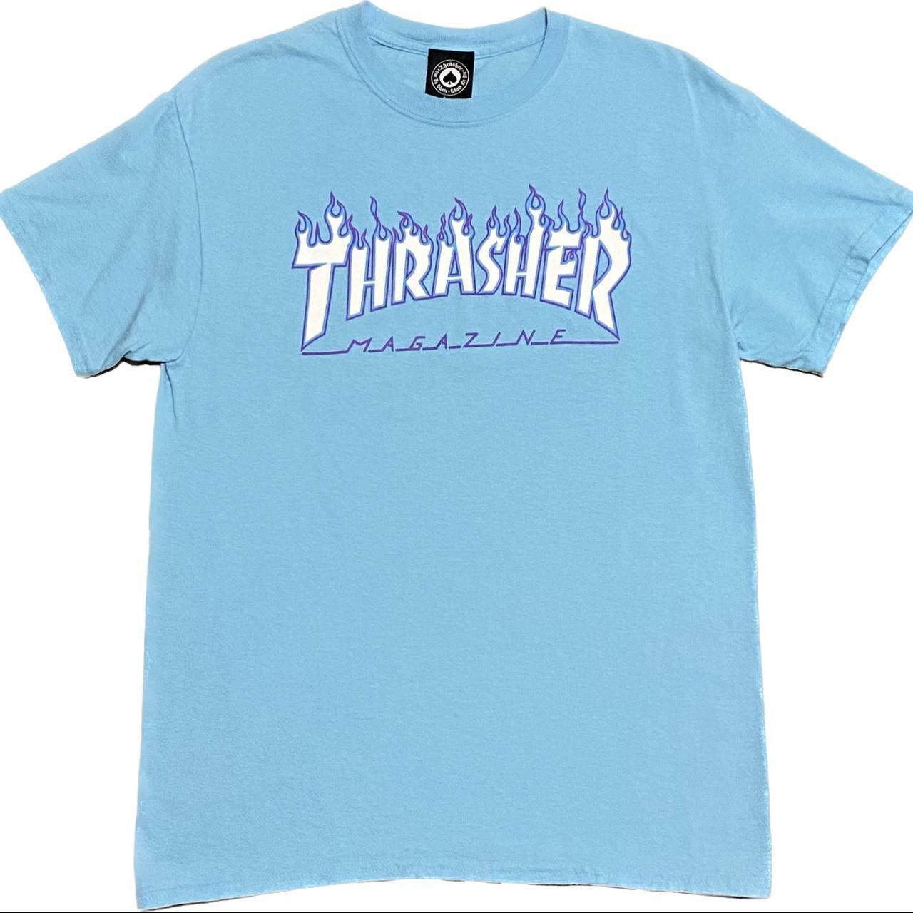 Thrasher Blue Flame Tee Sz: Medium #Thrasher... - Depop