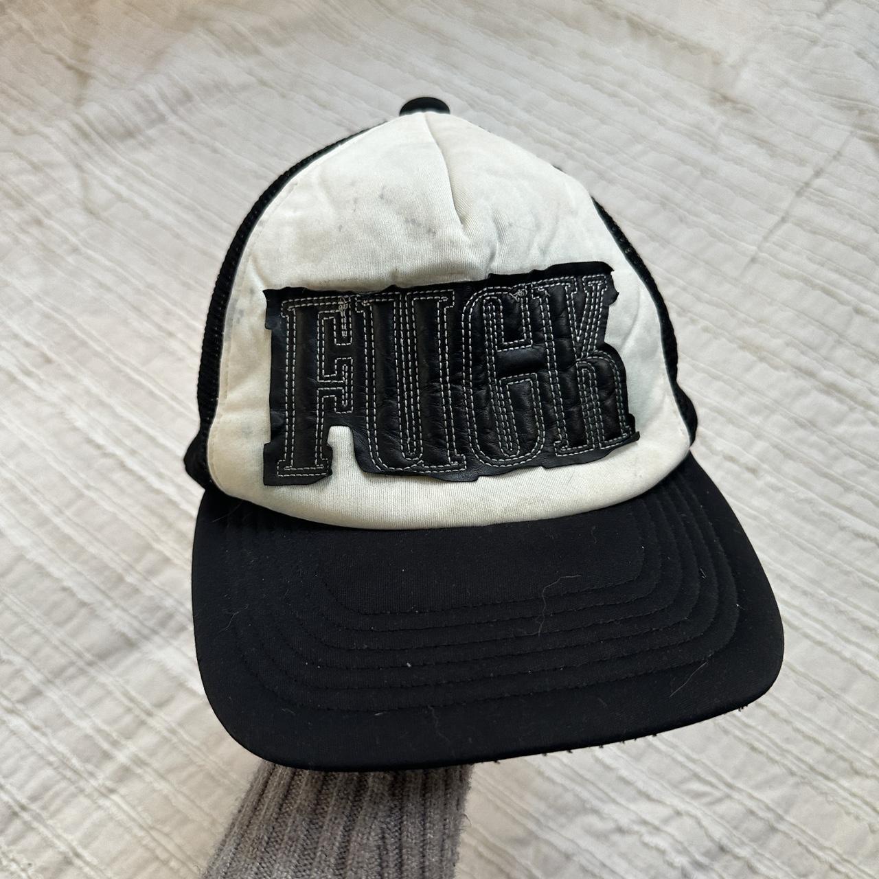number nine “f*ck” trucker hat has minor staining... - Depop