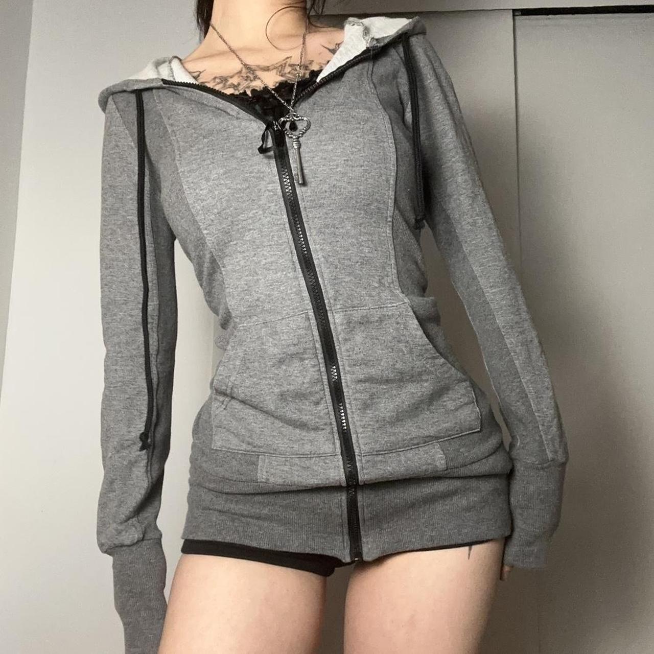 LIP SERVICE fitted zip up hoodie size labeled F... - Depop