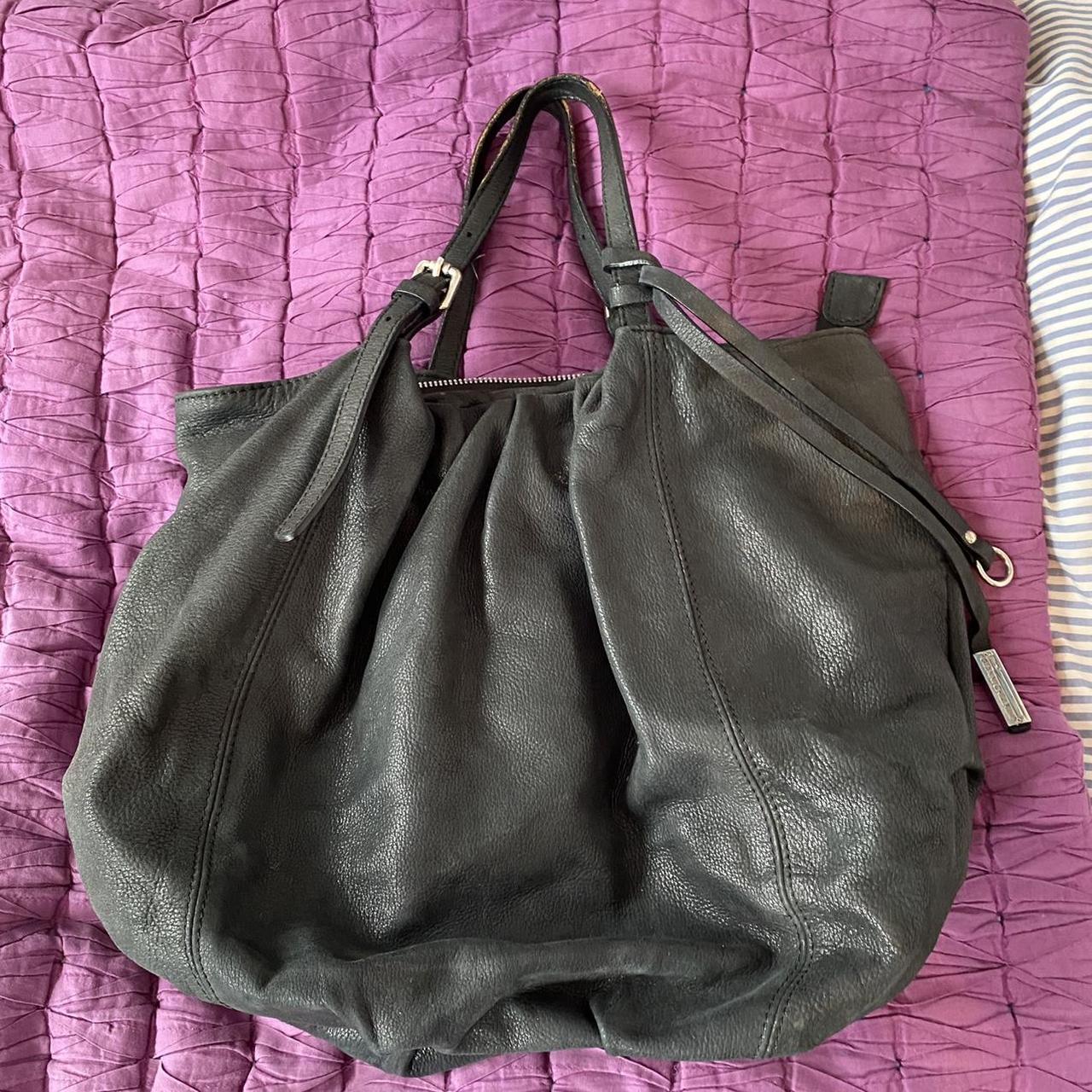 Vintage gianni charini black leather slouch hobo... - Depop