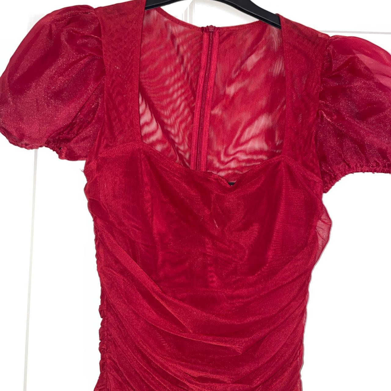 MISSGUIDED MESH RED MIDI DRESS Worn once to a... - Depop