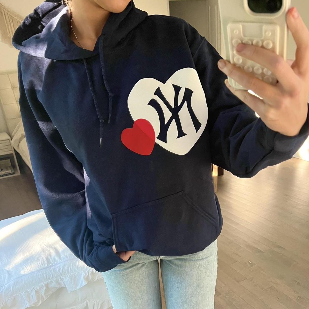 Yankee heart navy hoodie New York Yankees hoodie... - Depop