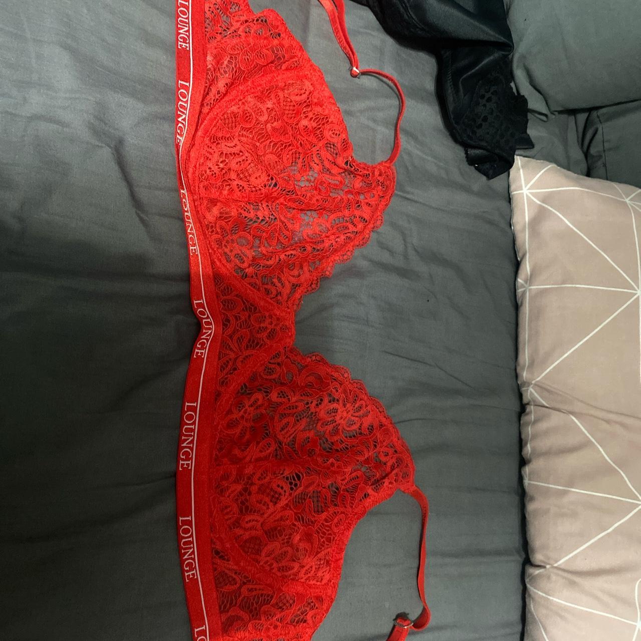 Loungeable Women's White and Red Bra | Depop