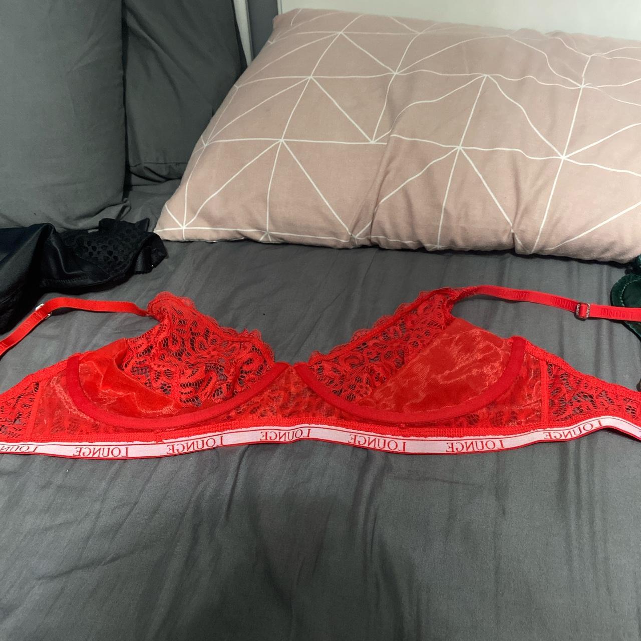 Loungeable Women's White and Red Bra | Depop