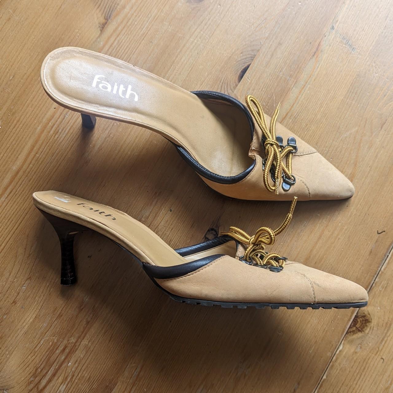amazing vintage tan lace up mules with pointed toe,... - Depop