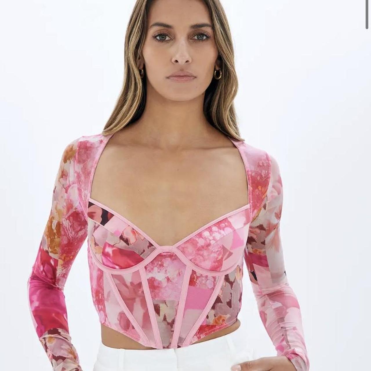 Glassons pink mesh long sleeve top - Depop