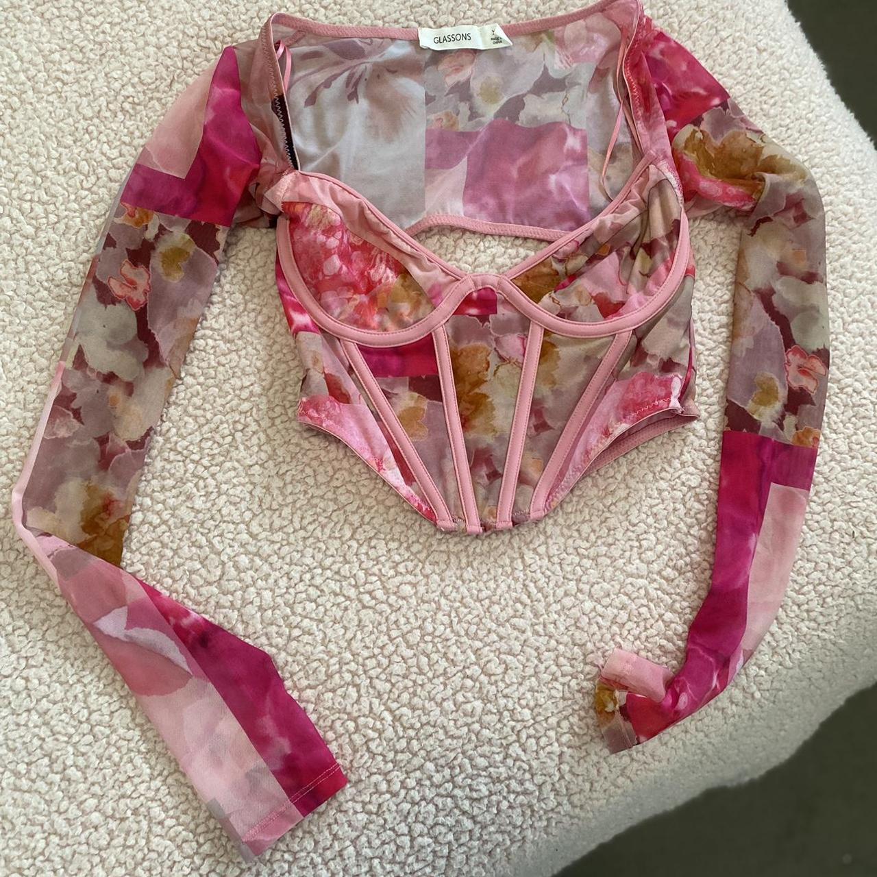 Glassons pink mesh long sleeve top - Depop