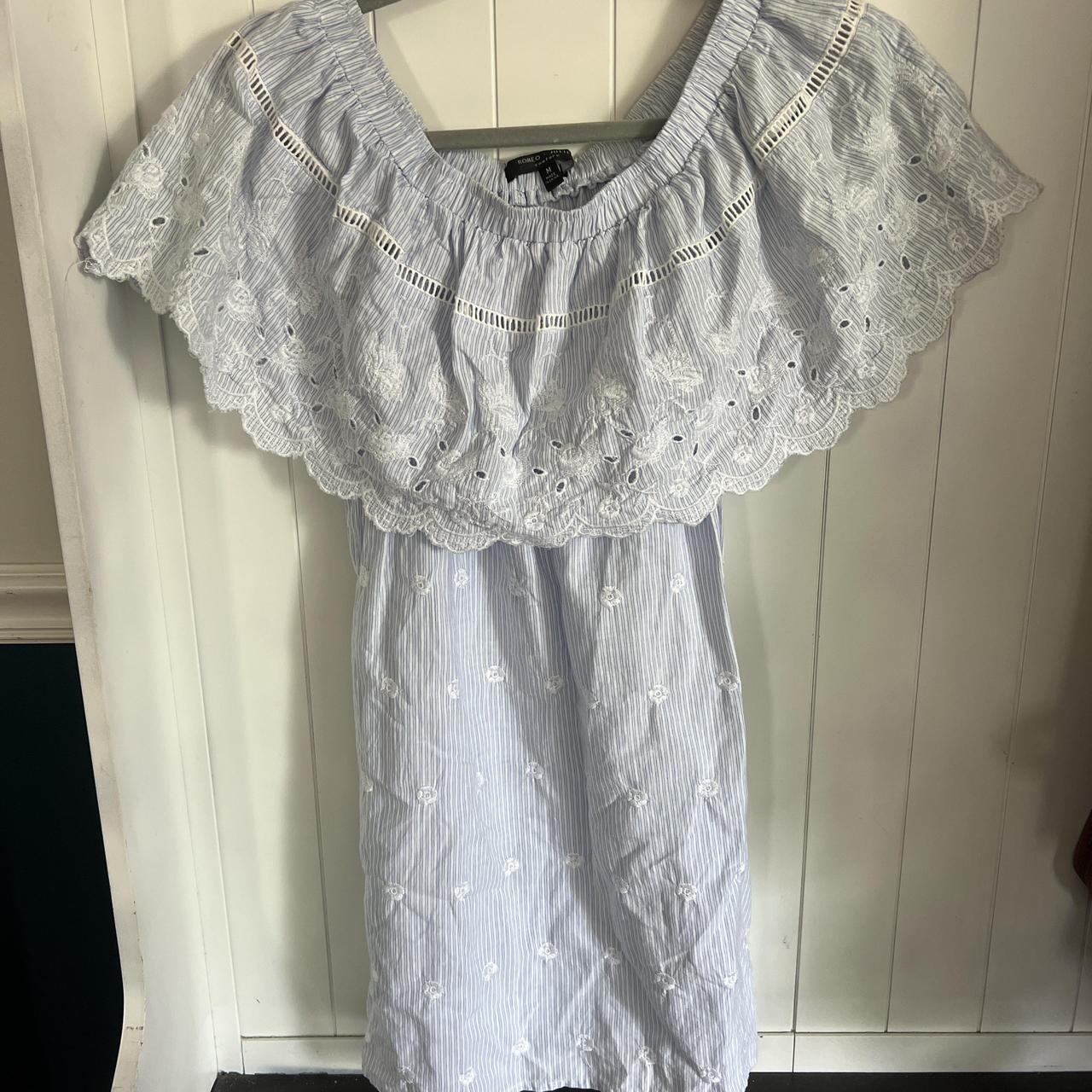 Sear Sucker Off the Shoulder Dress Very short - Depop