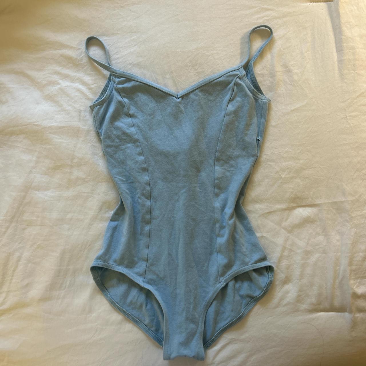 supper flattering baby blue body suit built in bra... - Depop
