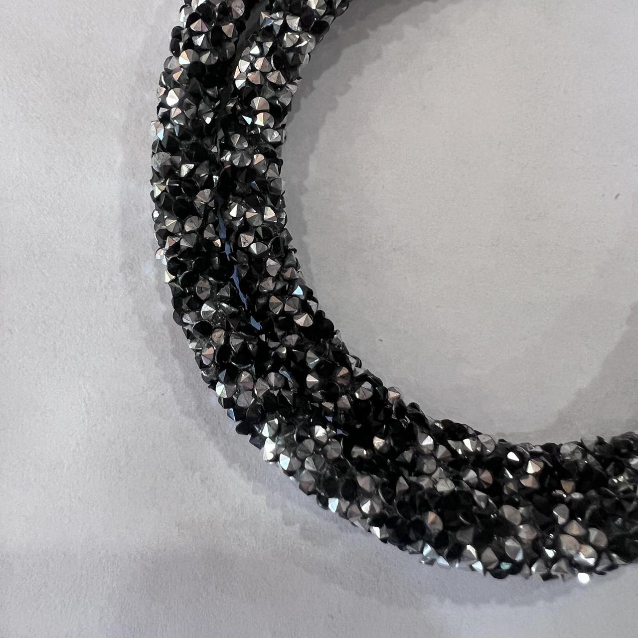 sparkly silver and black rhinestone wrap bracelet - Depop