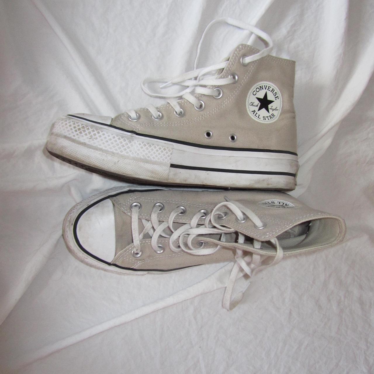 cream/off white platform converse normal wear so... - Depop