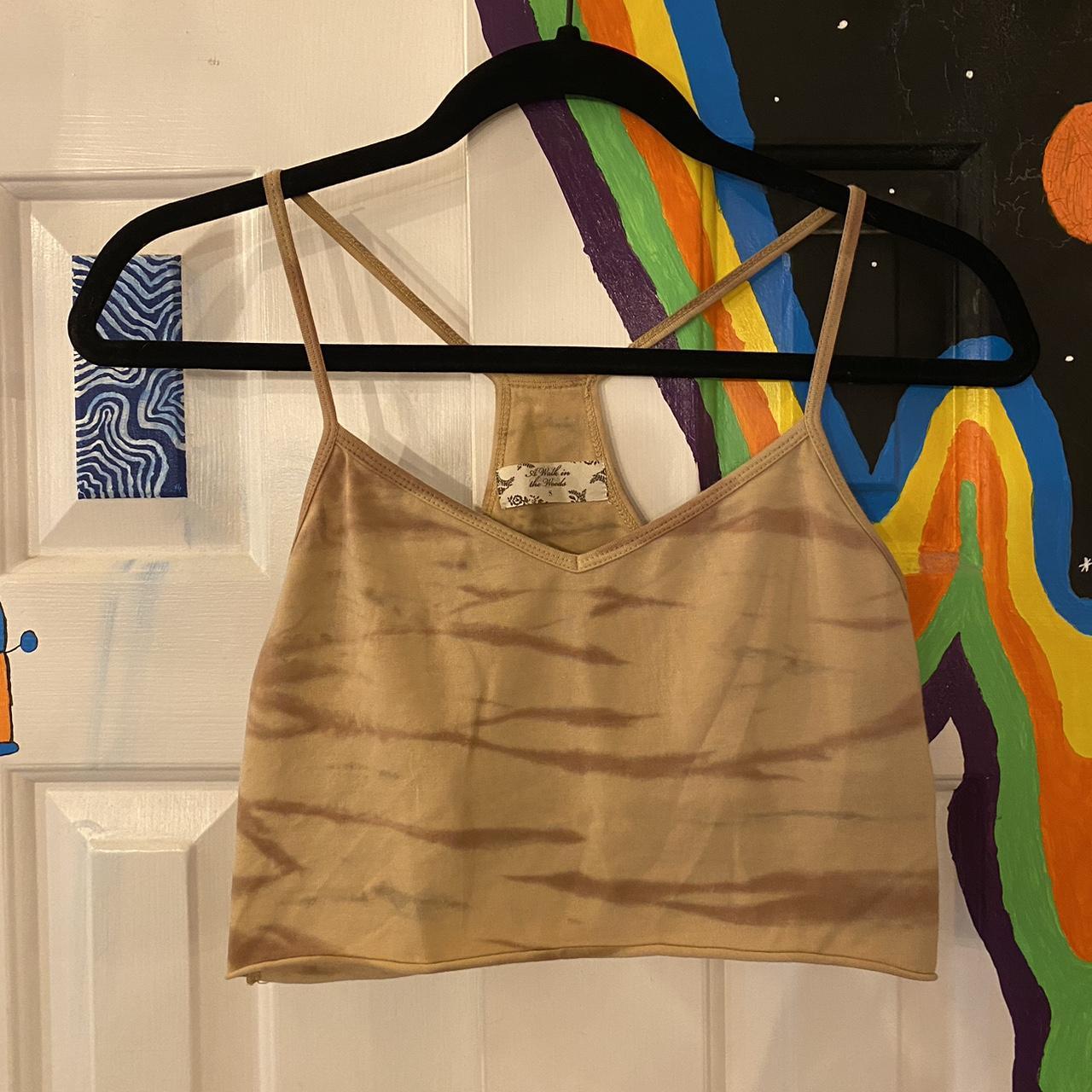 Dope ass brown tye-dye racer-back crop top !!... - Depop