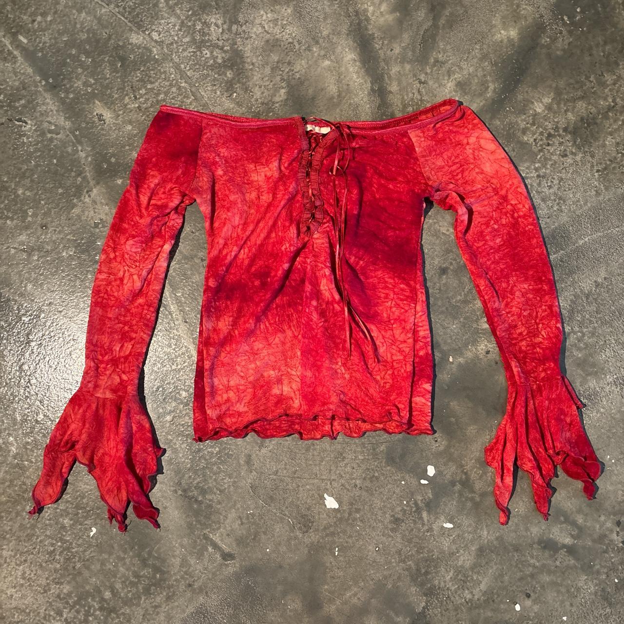gorgeous vintage red fairy top with lace-up... - Depop