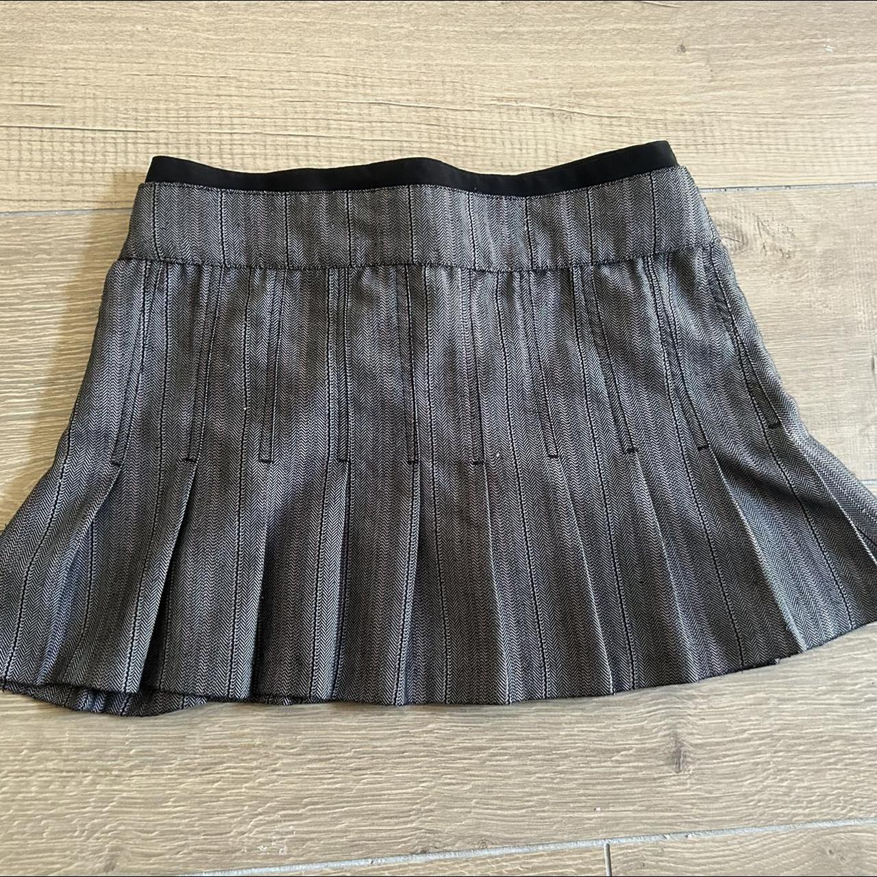 ~grey pleated mini skirt with belt detail size xs... - Depop