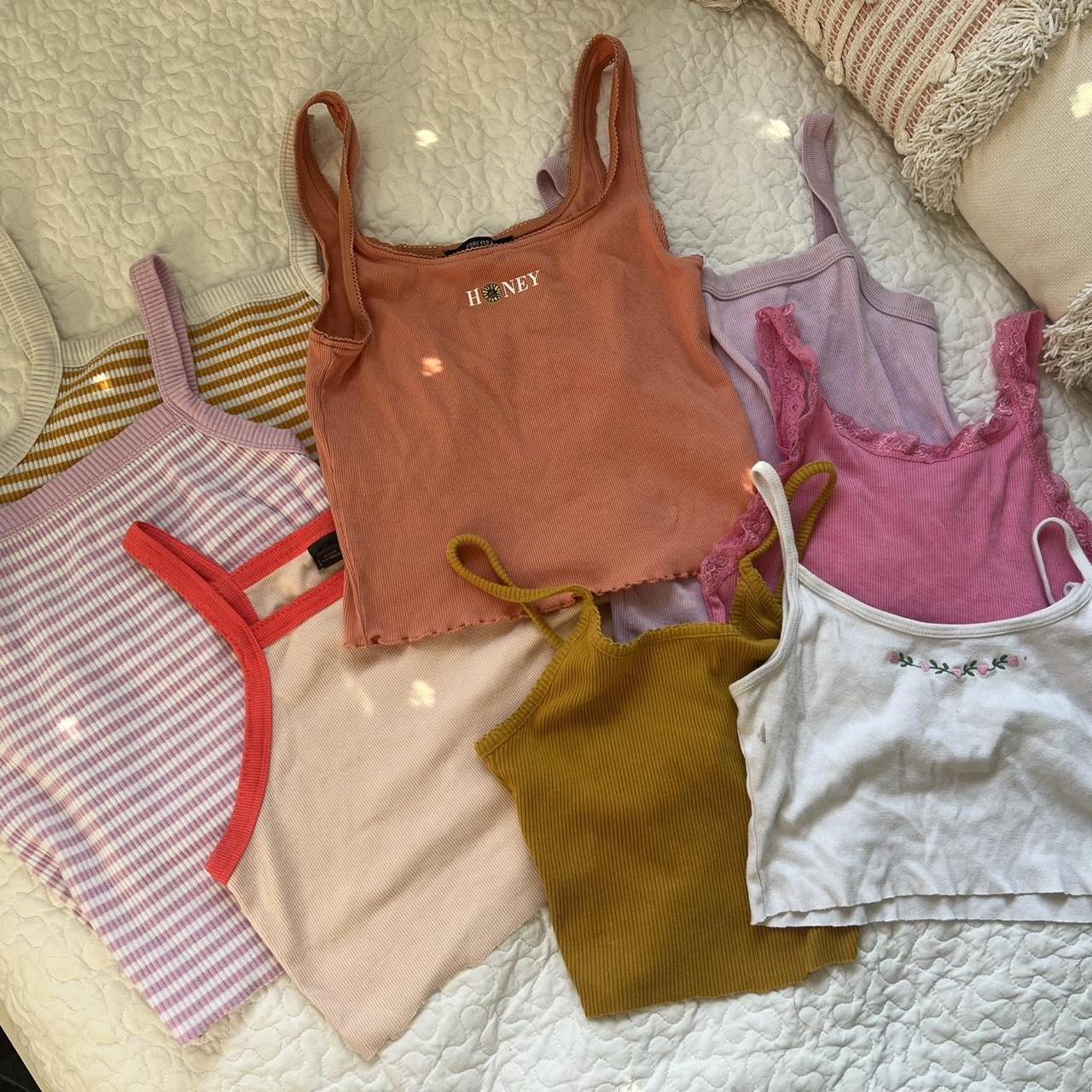 8 multi-coloured tank top bundle -brandy, forever... - Depop
