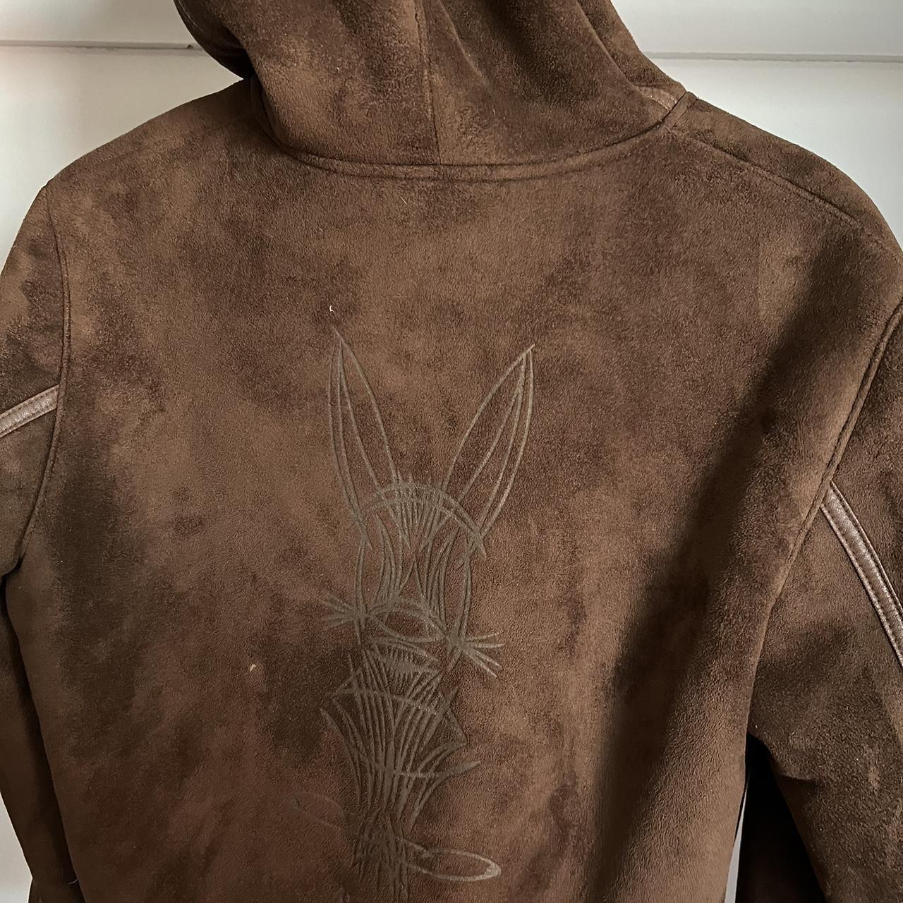 Von Dutch brown suede zip up jacket with hood Tan... - Depop