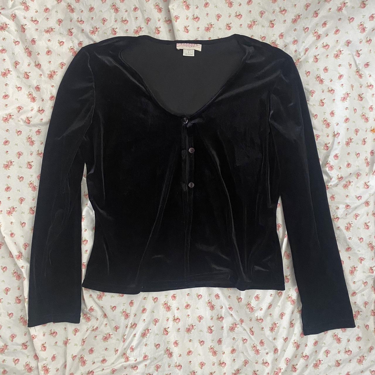 black velvet button up long sleeve size... - Depop