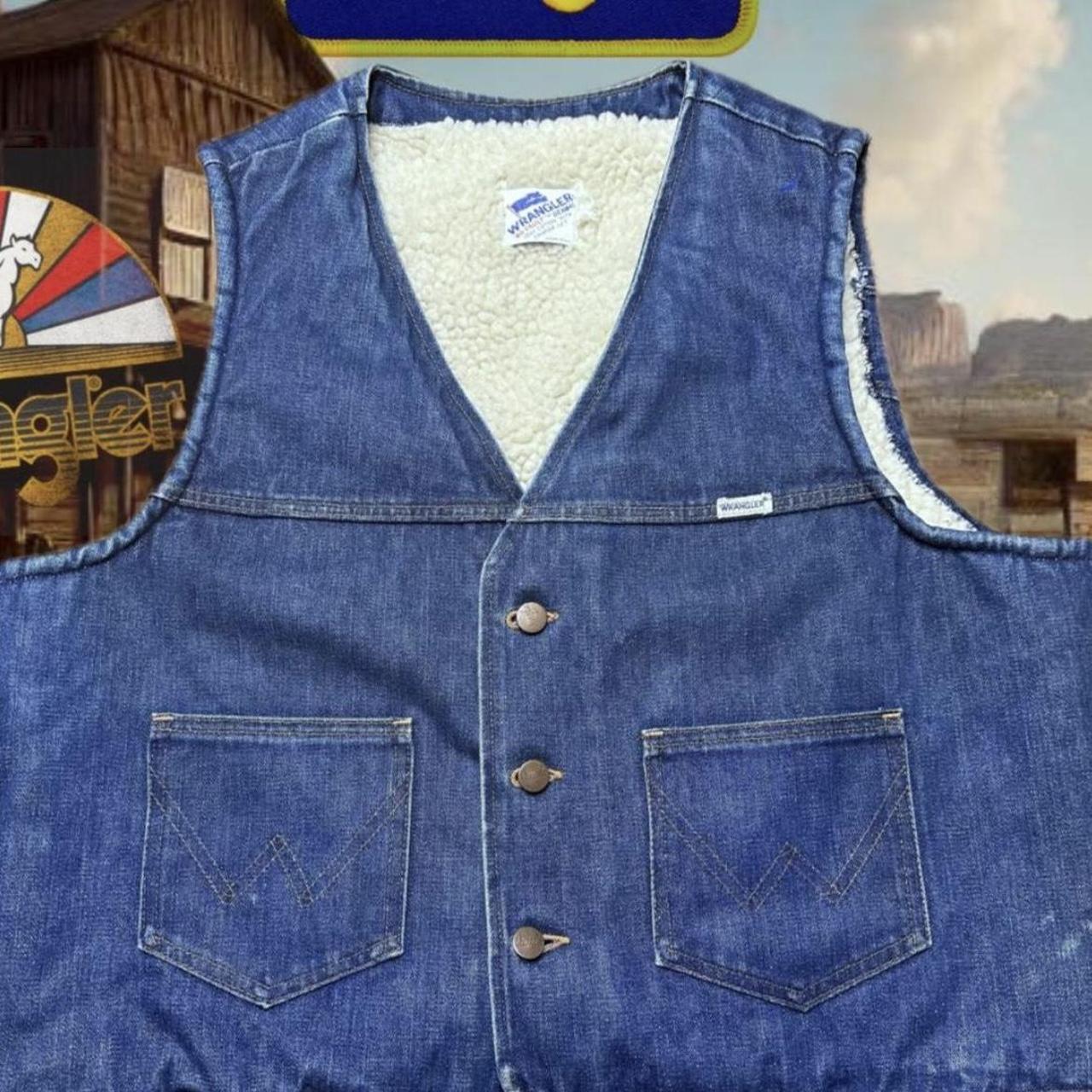 Wrangler Sherpa denim cowboy vest. Rodeo vest. ... - Depop