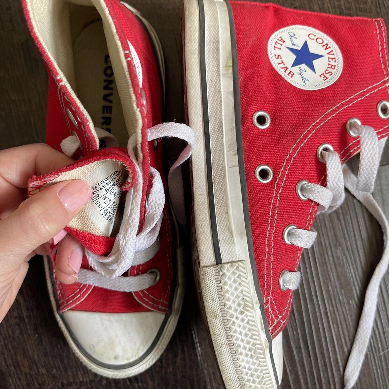Little kids red converse size 12! Very cute my son... - Depop