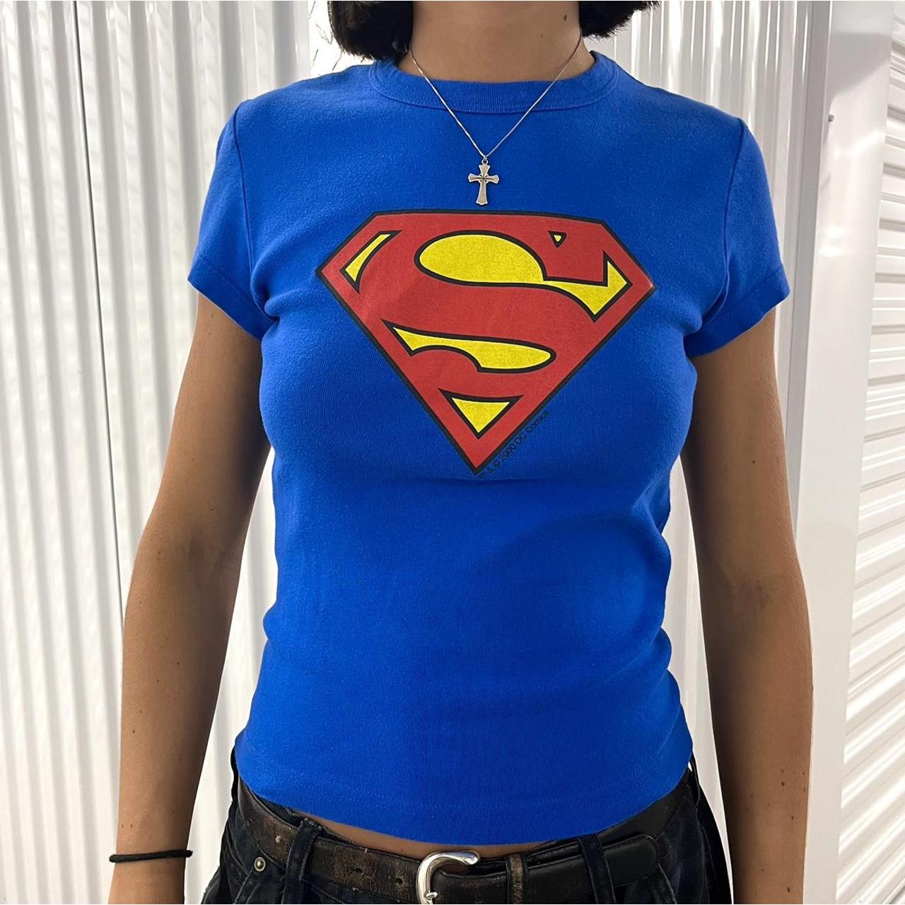 y2k superman baby tee ∙ tagged M measures 17 x 20 ∙... - Depop
