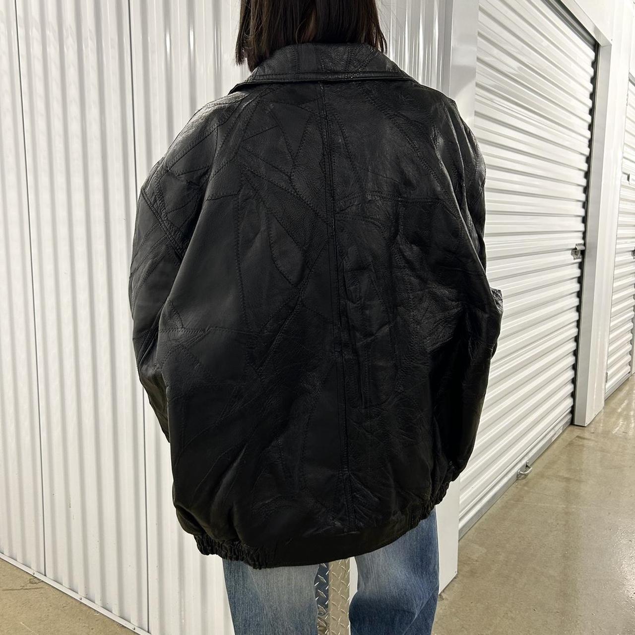 vintage leather bomber jacket ∙ tagged xl measures... - Depop