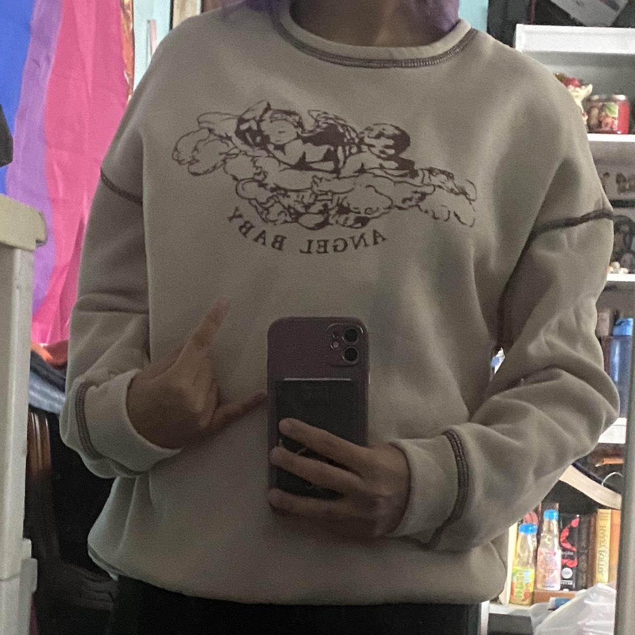 light brown angel baby angel core sweatshirt size... - Depop