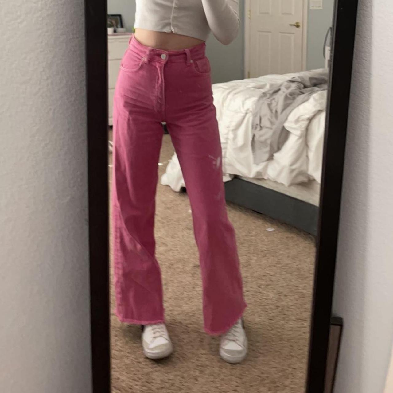 zara pink jeans size US 4 message me if you have... - Depop