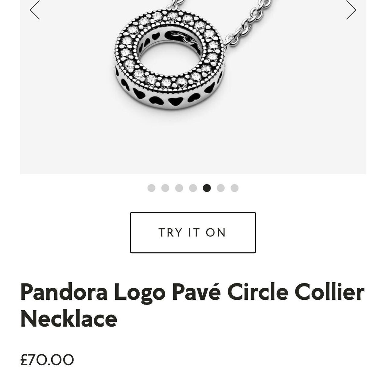 Sterling silver circle necklace Pandora logo pavé... - Depop