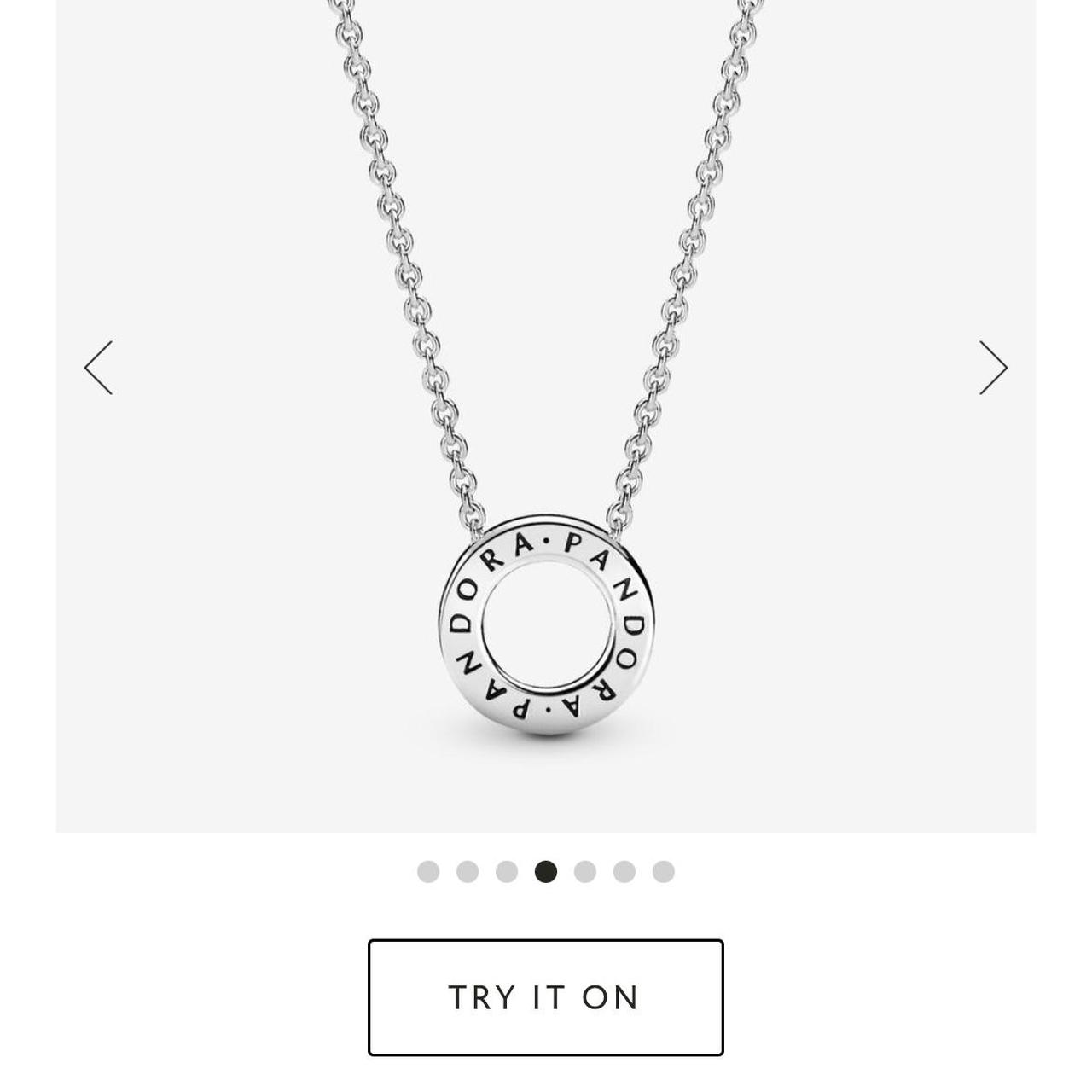 Sterling silver circle necklace Pandora logo pavé... - Depop