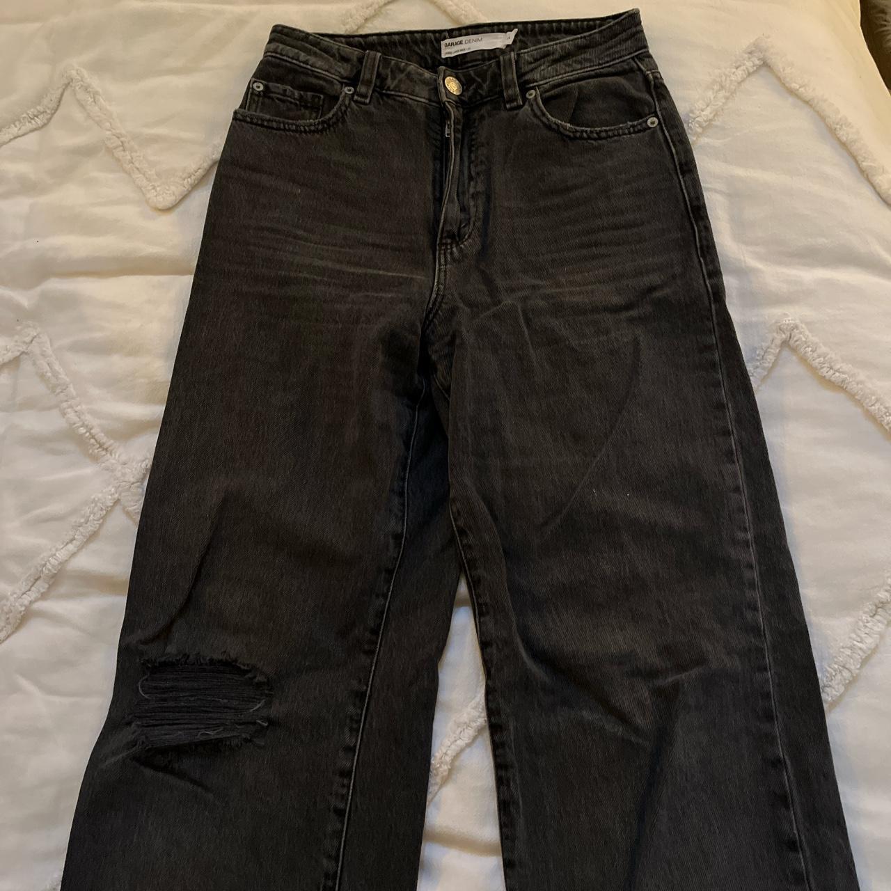 garage black wide leg jeans - Depop