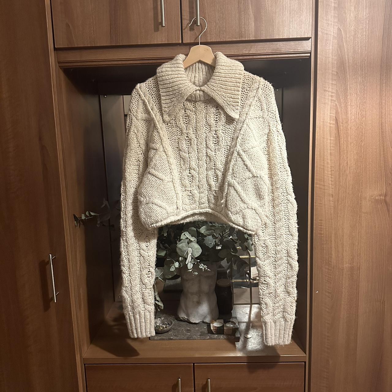 H&M Studio AW20 cropped knit with oversized collar... - Depop