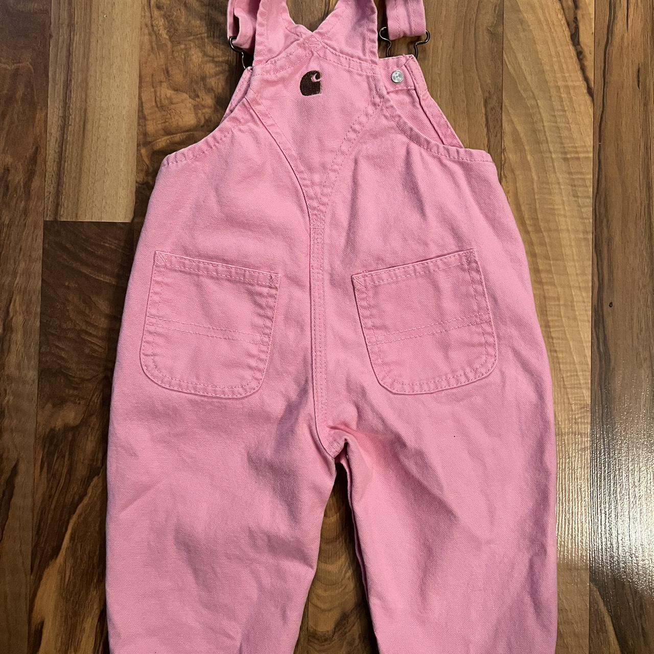 Carhartt Infant 6 months Pink overalls bibs Heart... - Depop