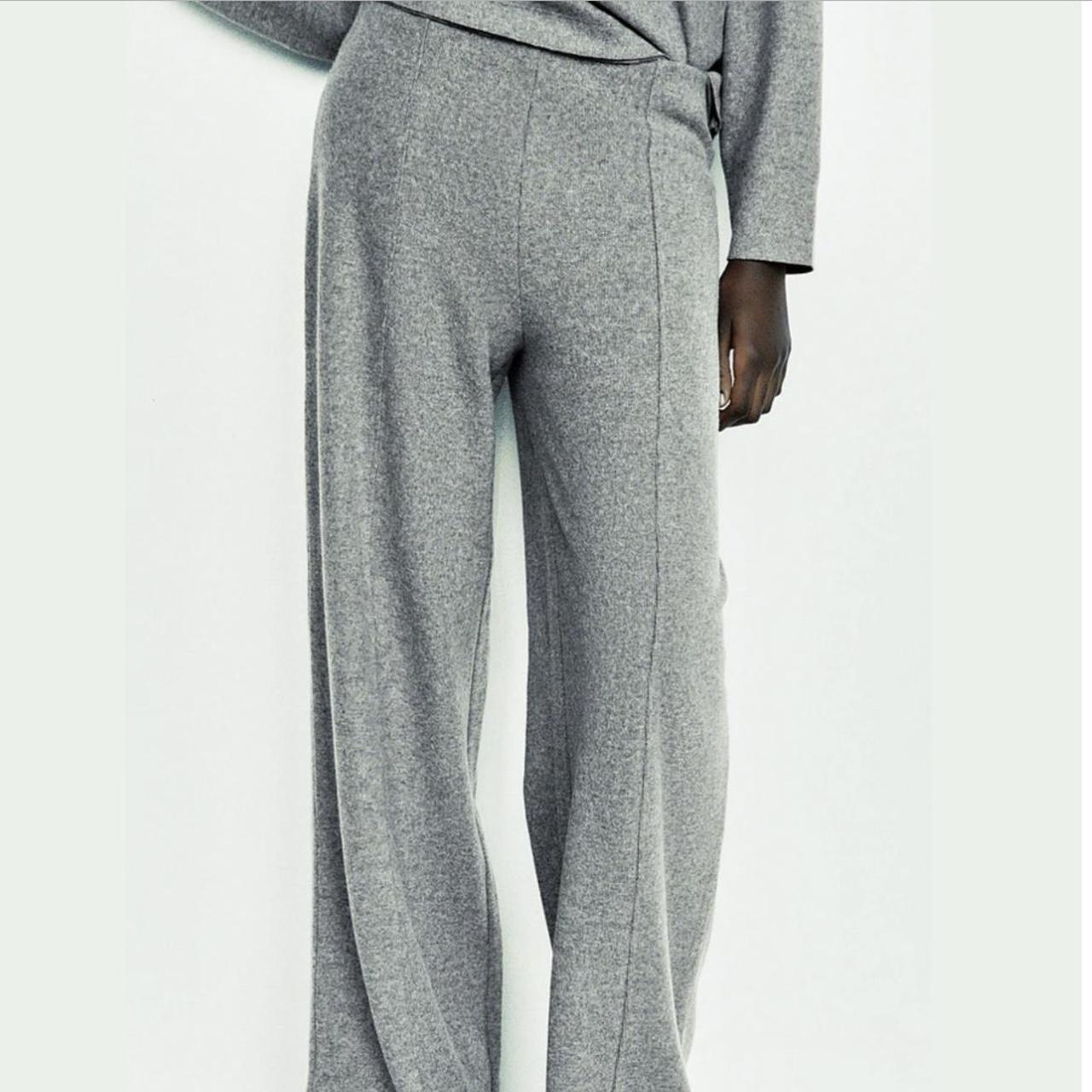 NWT Zara grey straight leg elastic waist pants.... - Depop