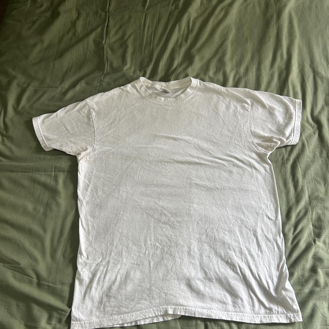 White Hanes heavyweight cotton blank t-shirt basic... - Depop