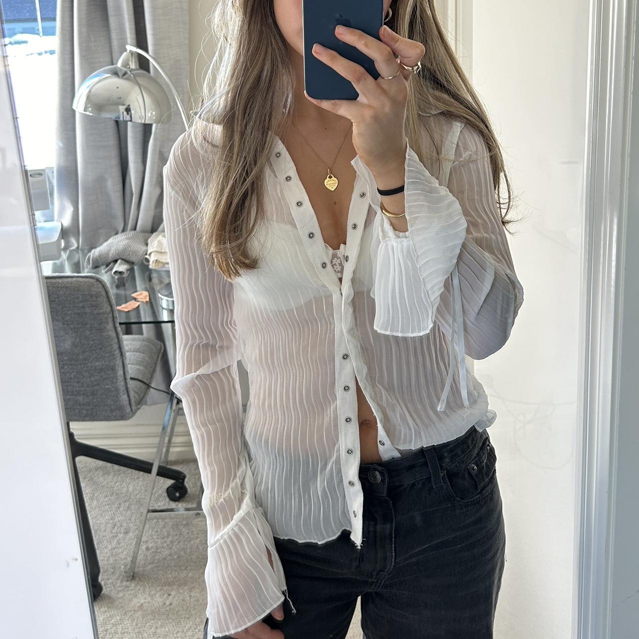 White button up blouse Brand new - Depop