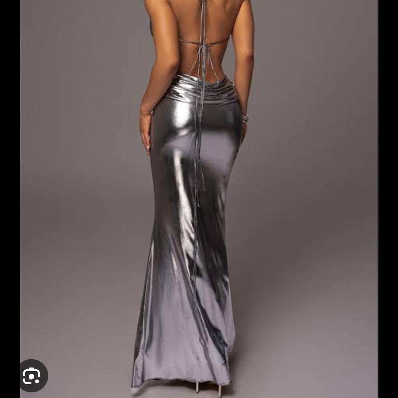 JLUXE THE LABEL Silver Heart of Gold Maxi Dress RRP... - Depop