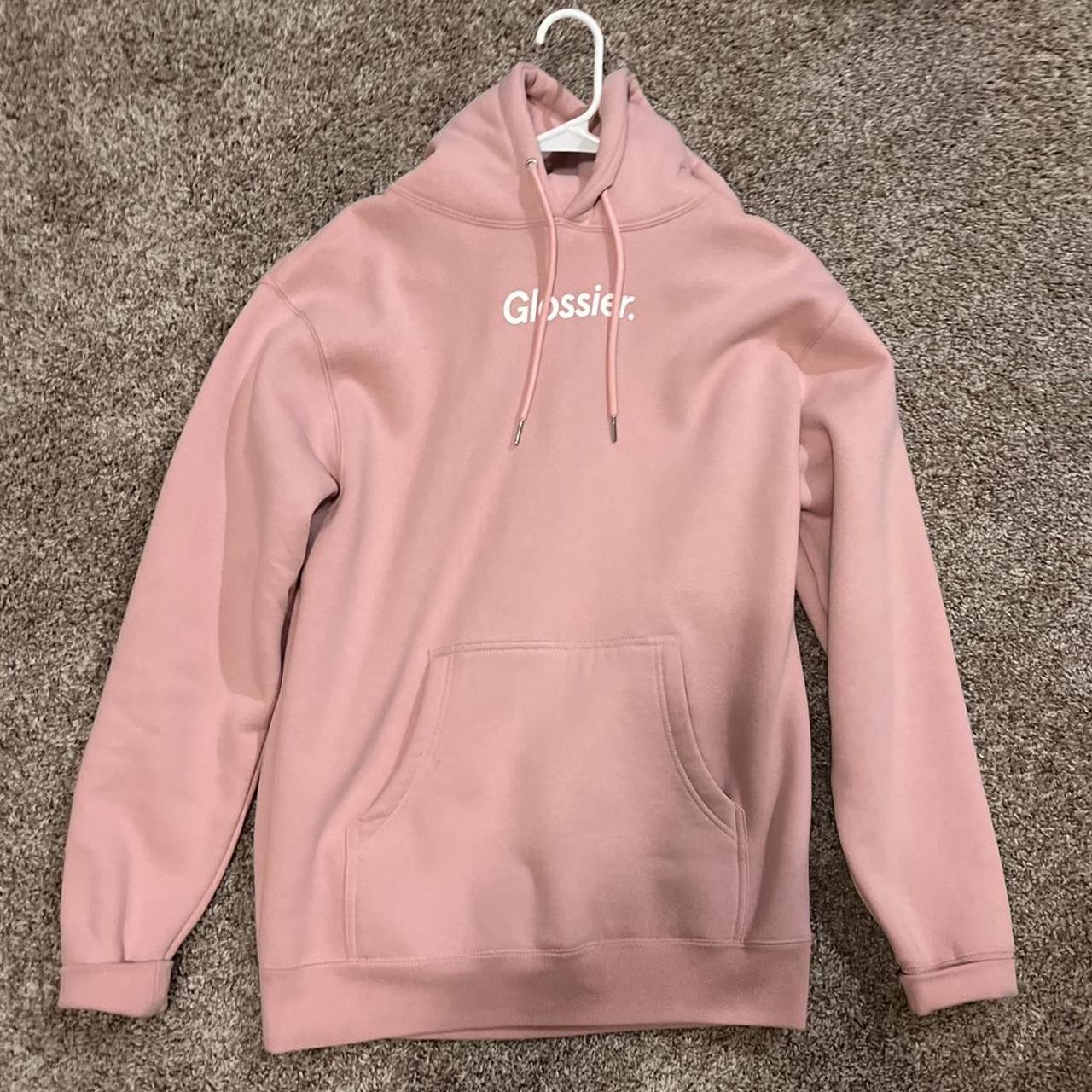 Glossier Original Pink drawstring hoodie - worn a... - Depop
