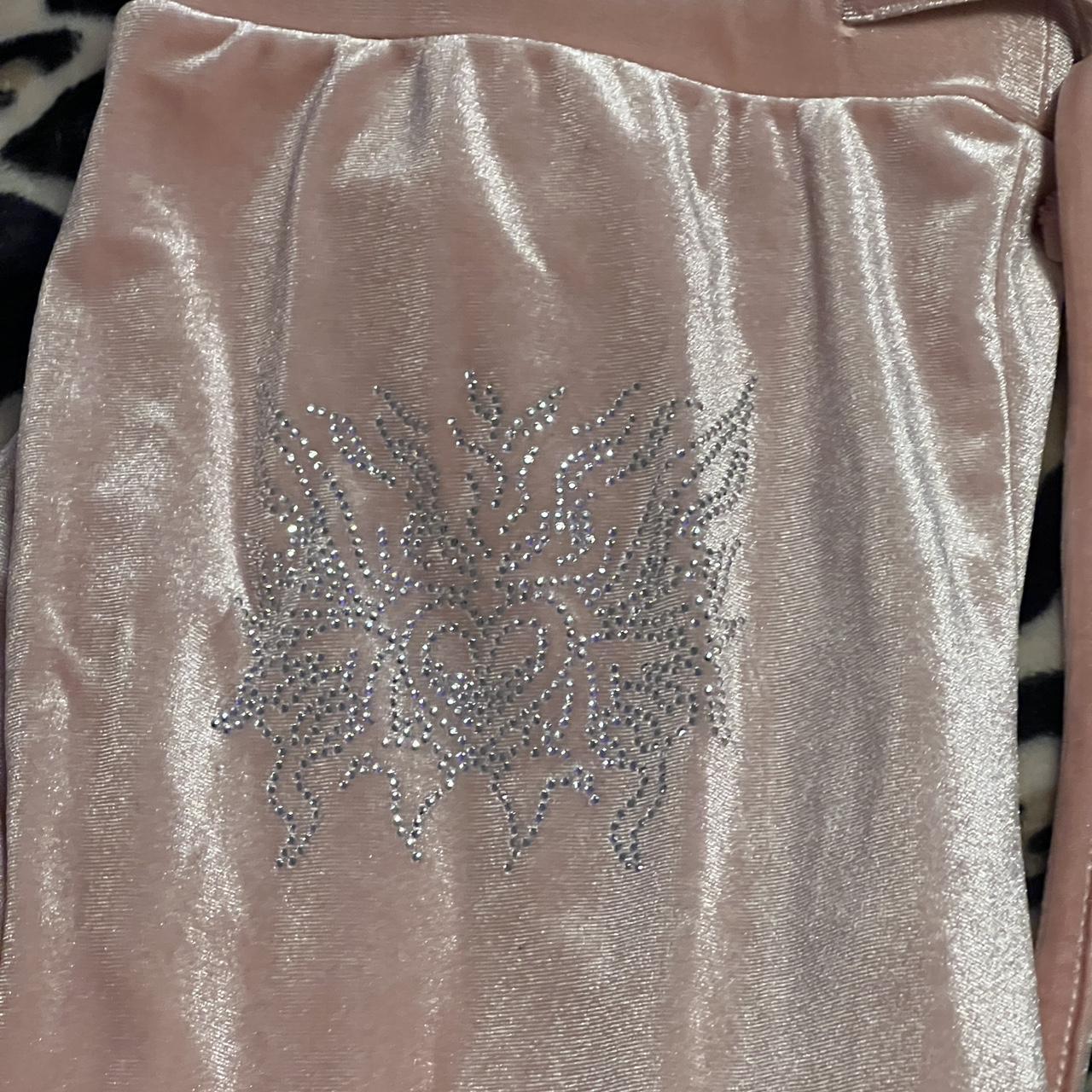 pink bedazzled velvet sweatpants. size small. small... - Depop