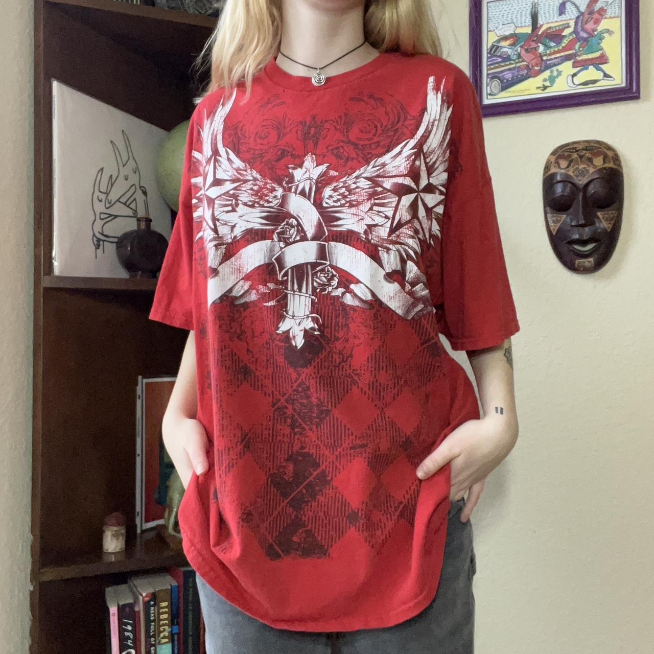 red cross design y2k graphic tee - brand is gildan,... - Depop