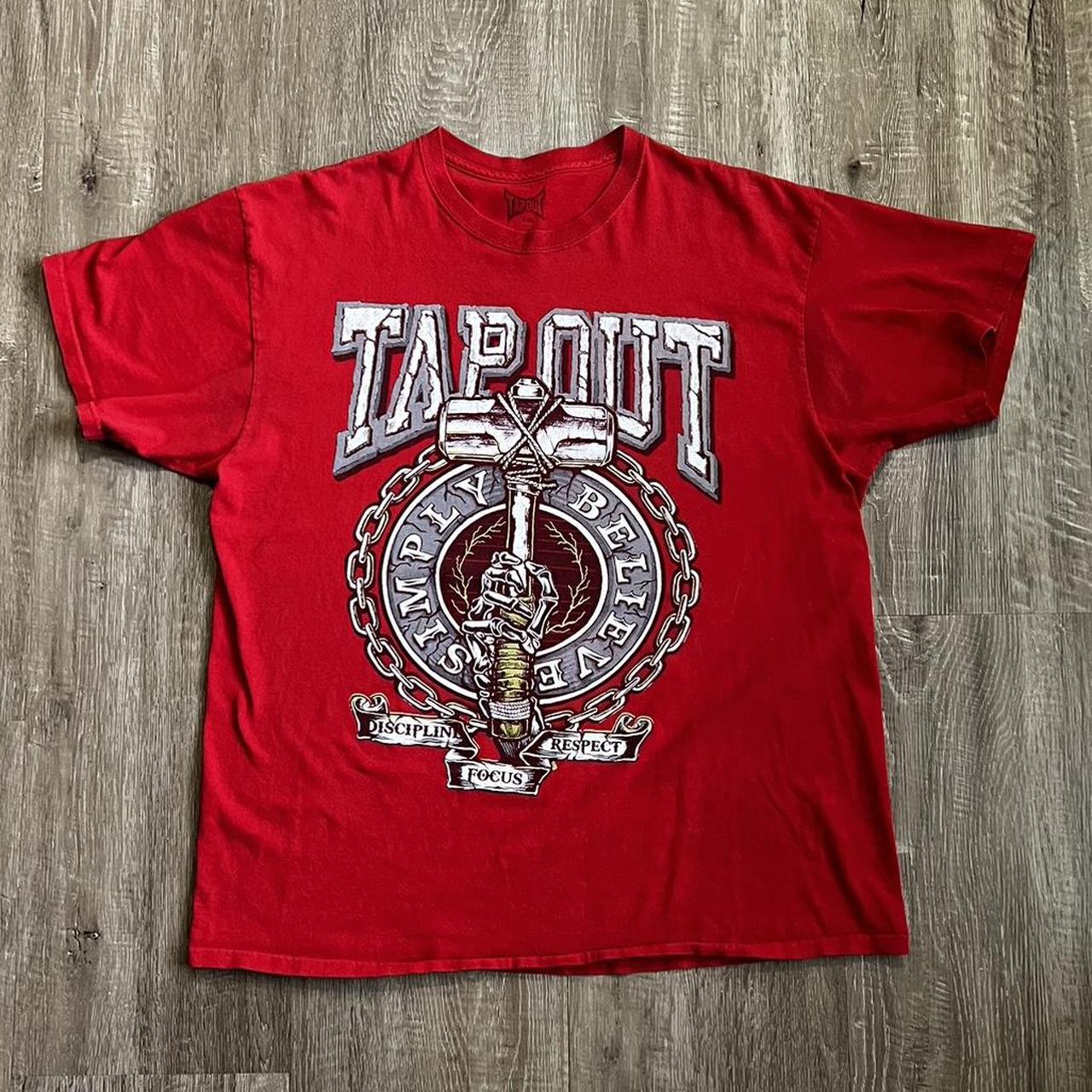 sick red tapout y2k graphic tee - no noticeable... - Depop