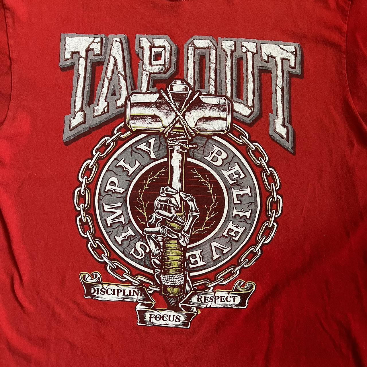 sick red tapout y2k graphic tee - no noticeable... - Depop
