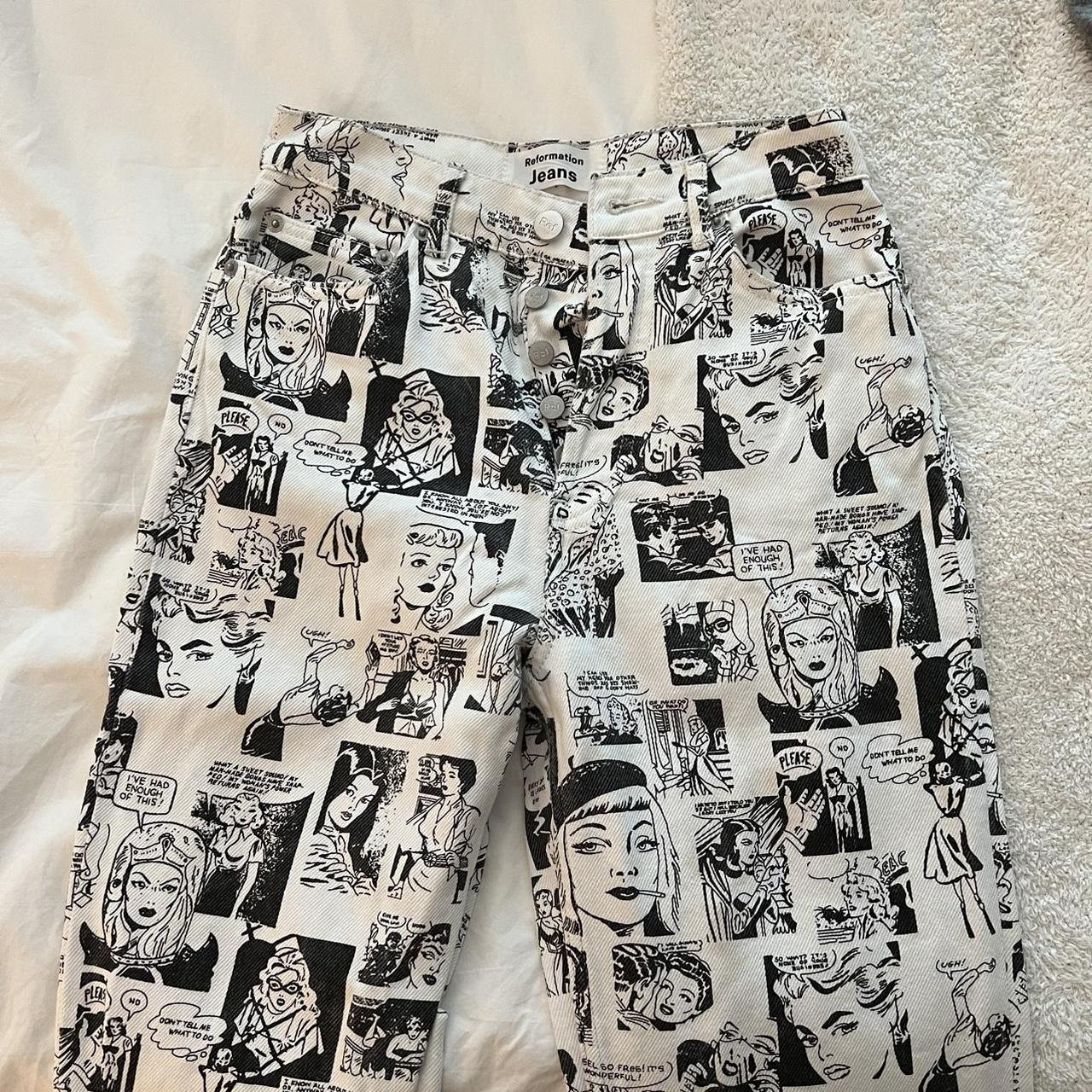 Reformation Newsprint Comic Jeans Size 24 I got... - Depop