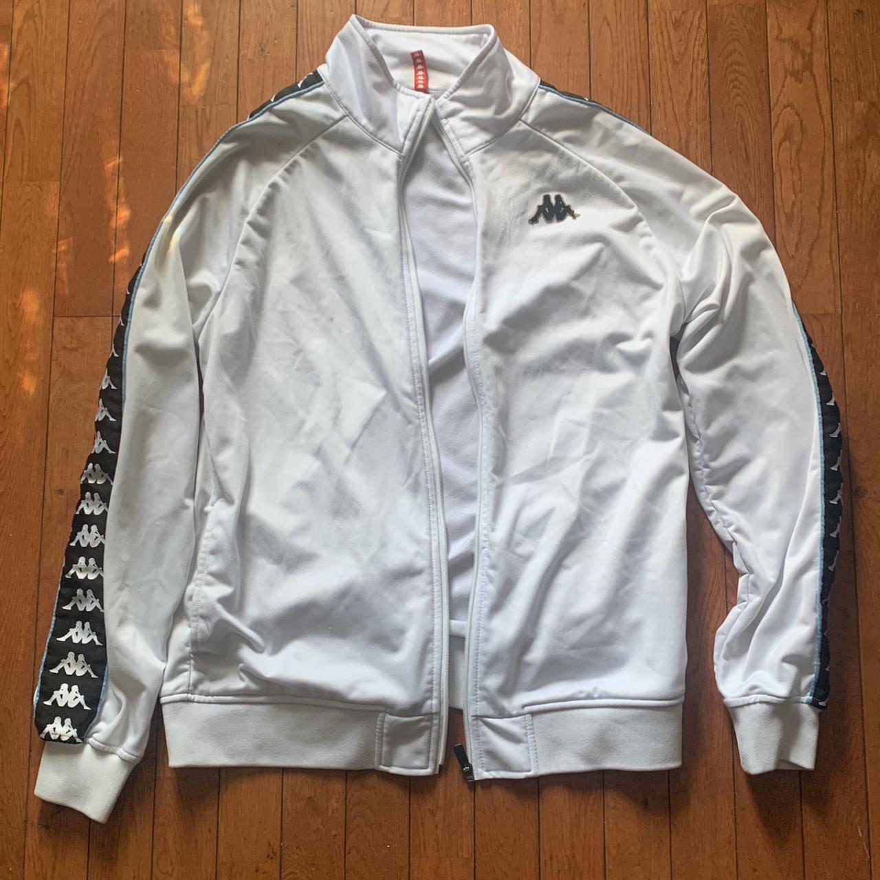 Kappa white zip up jacket 7/10 condition - Depop